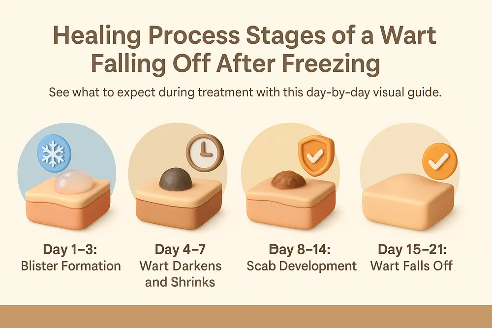 Healing Process Stages of a Wart Falling Off After Freezing with Pictures